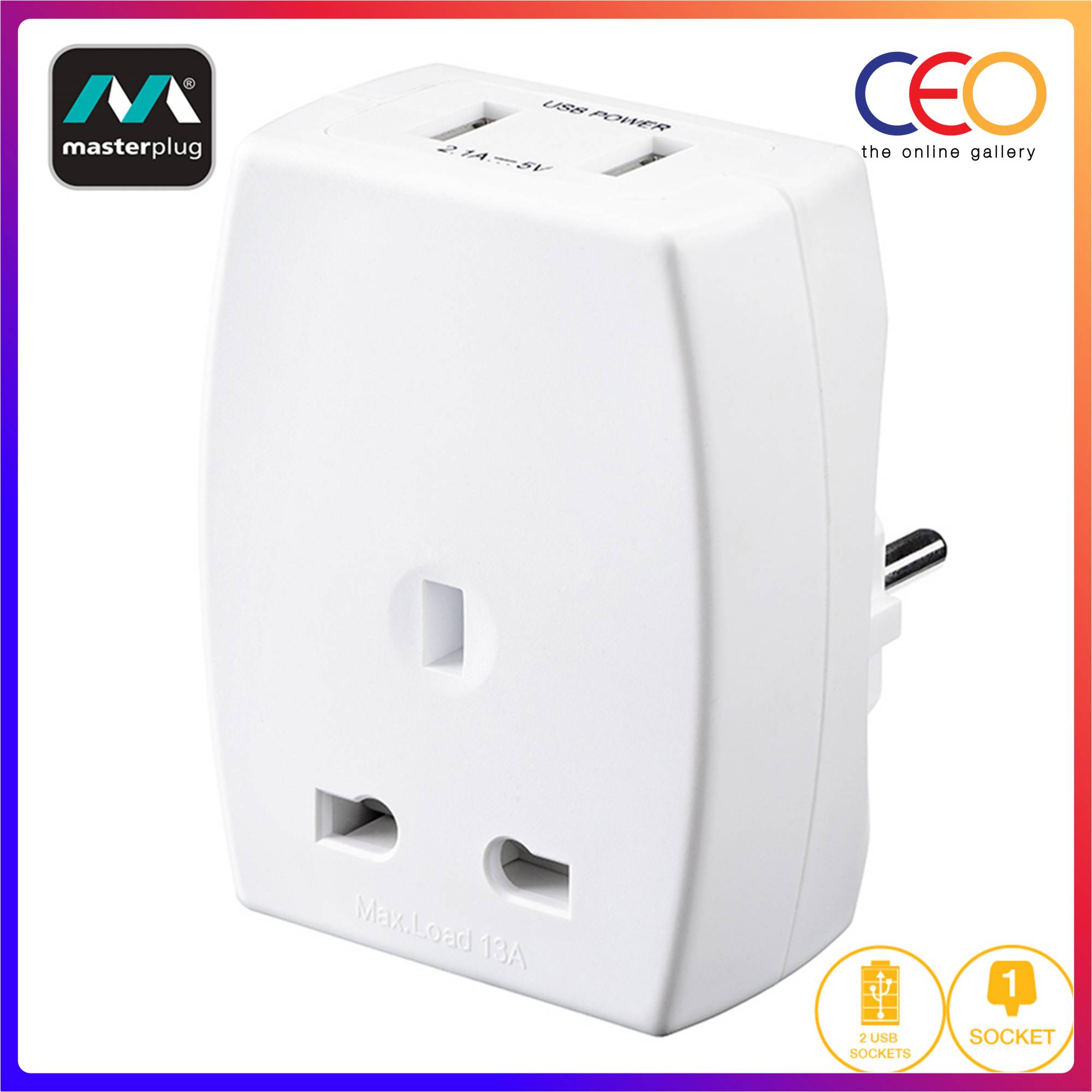 Masterplug USB (2.1A) Travel Adapter - EURO (TAUSBEUR2-MP)
