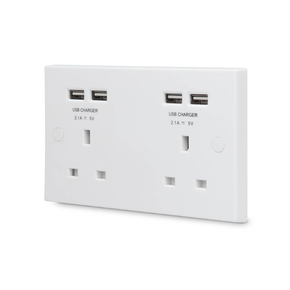 British General 2 Gang Unswitched Socket Outlet Wall Power Socket with ...