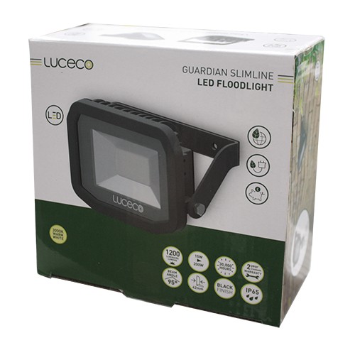 Luceco Guardian Slimline LED Floodlight 3000K Warm White 15W 1200 Lumen ...