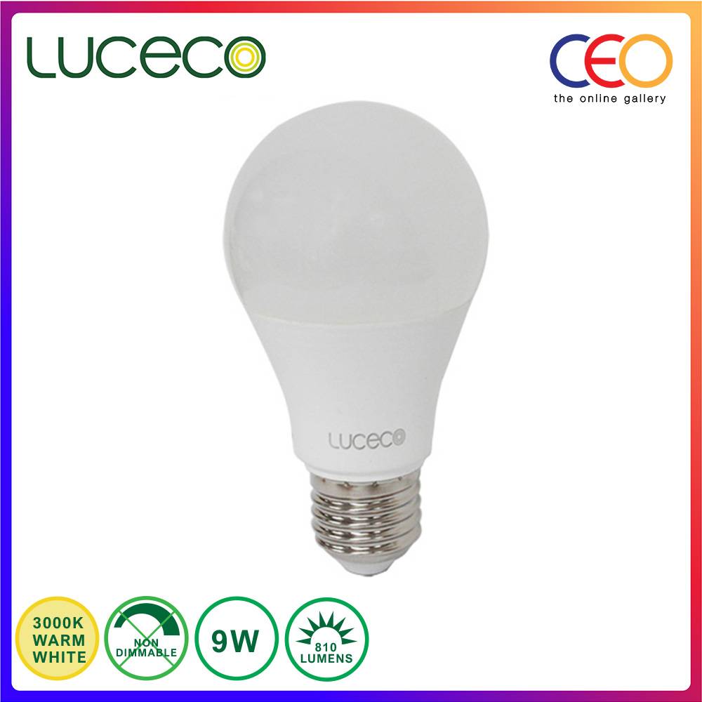 Luceco E27 Warm White 9W Lamps A60 Globe Frosted Non-Dimmable Light ...