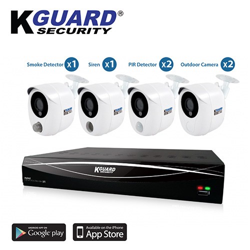 KGuard Security Hybrid Series Combo Set CCTV 8 Channel 6 Camera 1080p ...