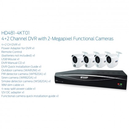 KGuard Security Hybrid Series Combo Set CCTV 4 Channel 4 Camera 1080p ...