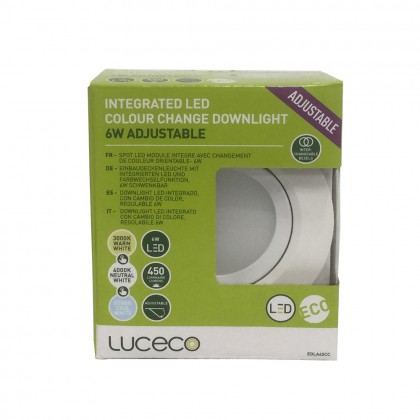 Luceco integrated color change LED downlight 6w adjustable EDLA45CC