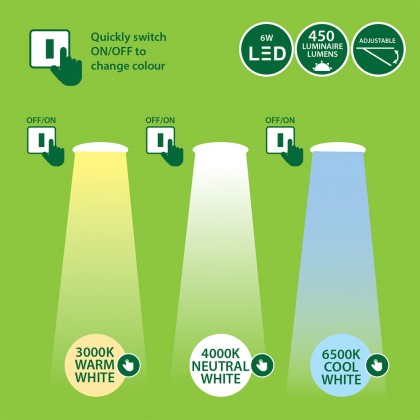 Luceco integrated color change LED downlight 6w adjustable EDLA45CC