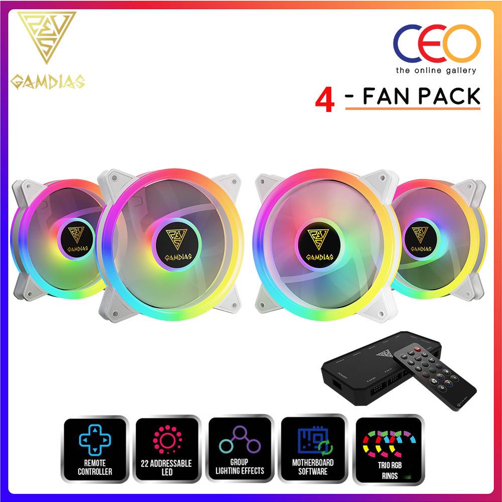 Gamdias AEOLUS M2 1204R 120mm RGB Case and Radiator 4-Fan Pack With ...