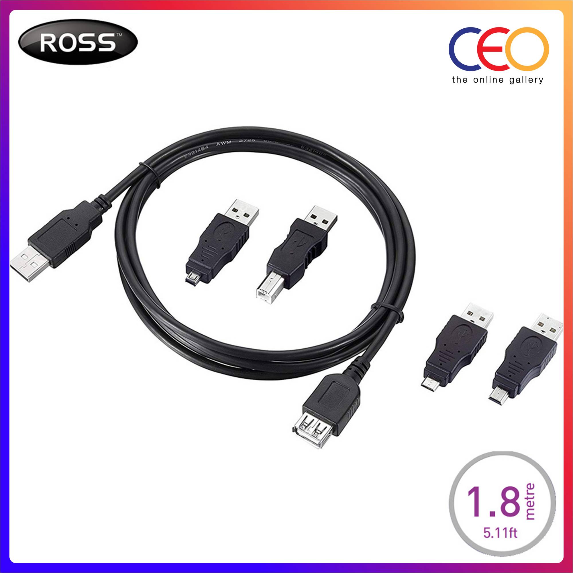 Ross USB 5 in 1 Connection Kit 1.8 Meter (USB51CK12-RO)