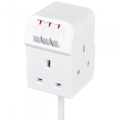 Masterplug Switched Individual Power 3 Gang 2 Meter 13amp Extension ...