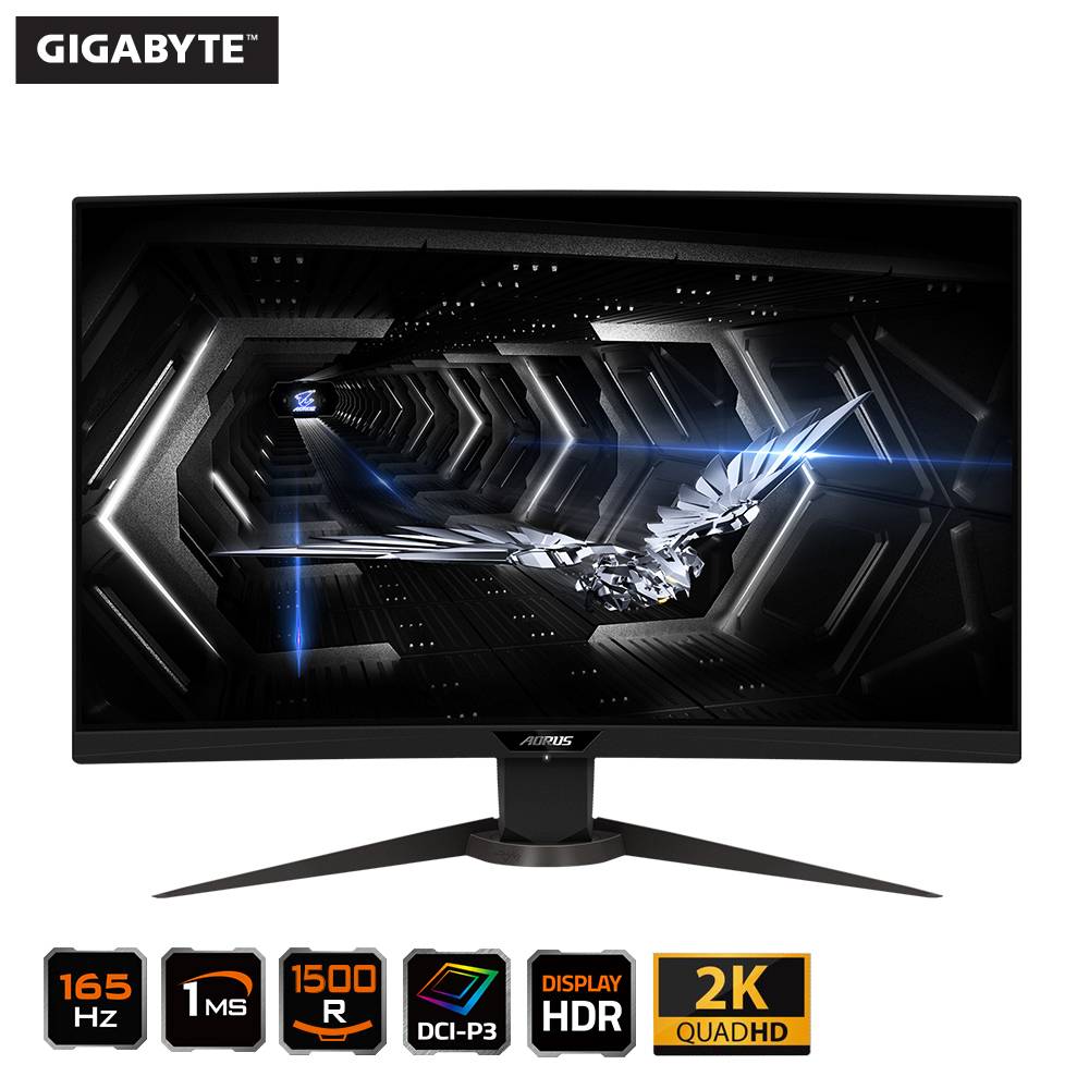 Gigabyte Aorus 27" QHD HBR3 Curved VA Gaming Monitor (165hz/1ms/1500R ...