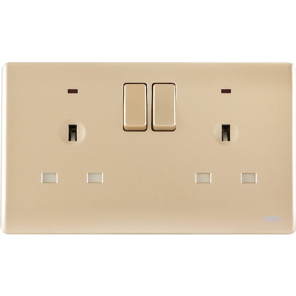 British General Neo Slimline 2 Gang 13Amp Switched Type G Socket