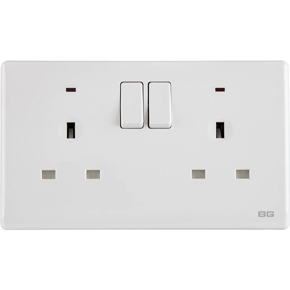 British General 2-Gang 13Amp Switched Socket Outlet with LED Power ...