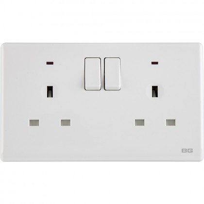 British General Neo Slimline 2 Gang 13Amp Switched Type G Socket