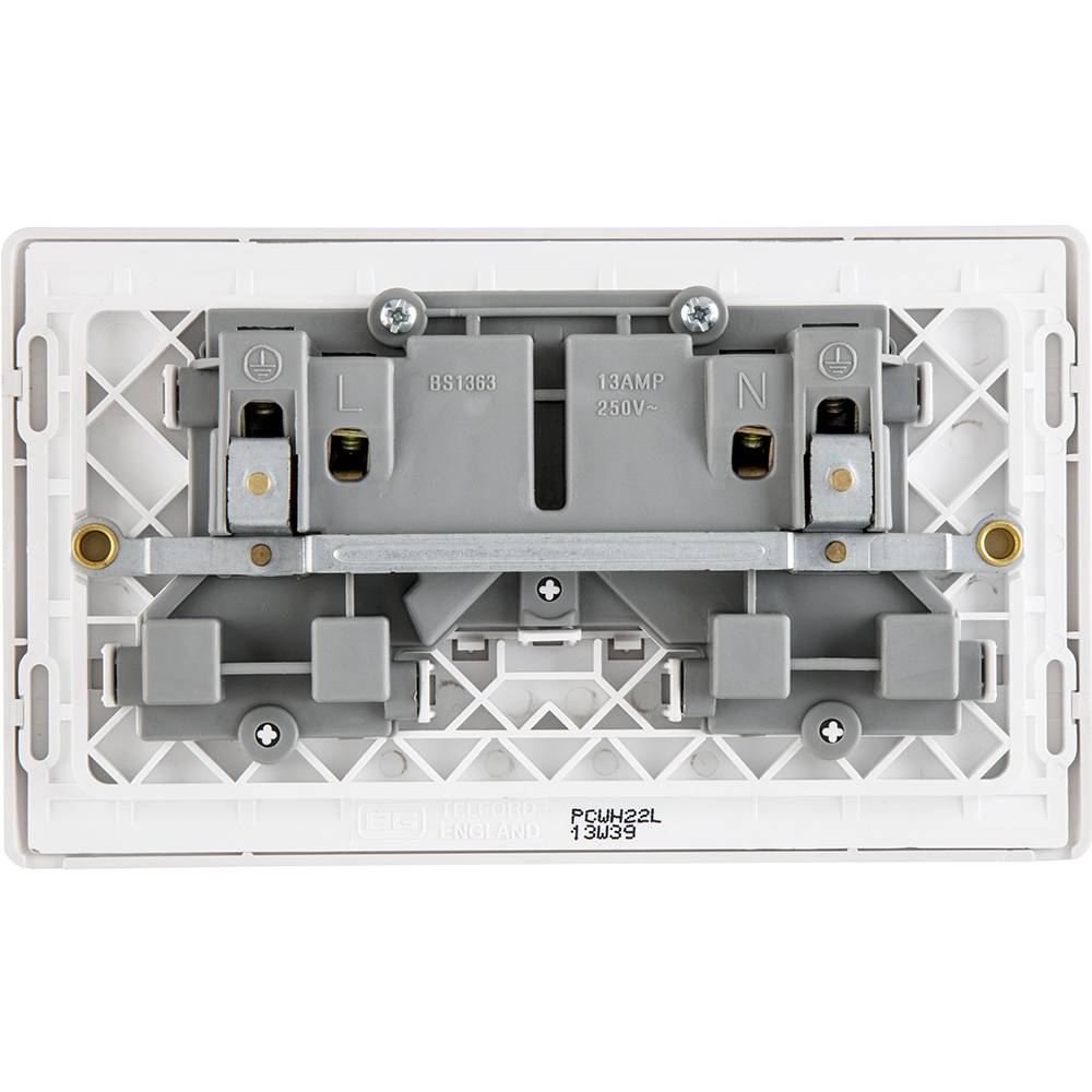 British General Neo Slimline 2 Gang 13Amp Switched Type G Socket