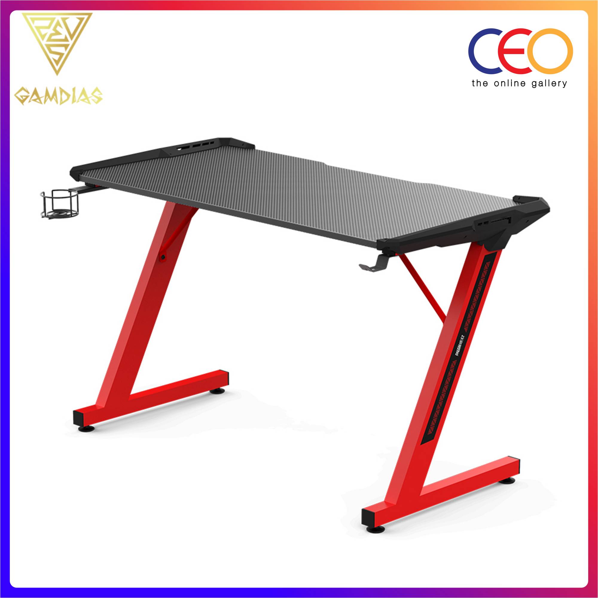 Gamdias DAEDALUS E2 Gaming Desk Steel Frame Gaming Table Carbon Fiber ...