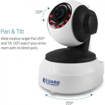 KGuard Security 720P WiFi Pan/Tilt IP Camera with Night Vision White ...
