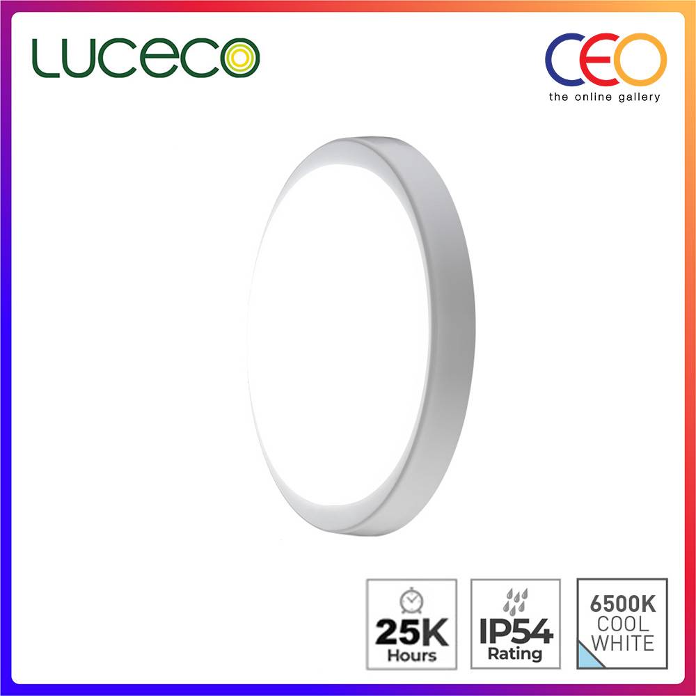 Luceco Eco Decorative Indoor IP54 LED Bulkhead 1250lm 14W Ceiling Light