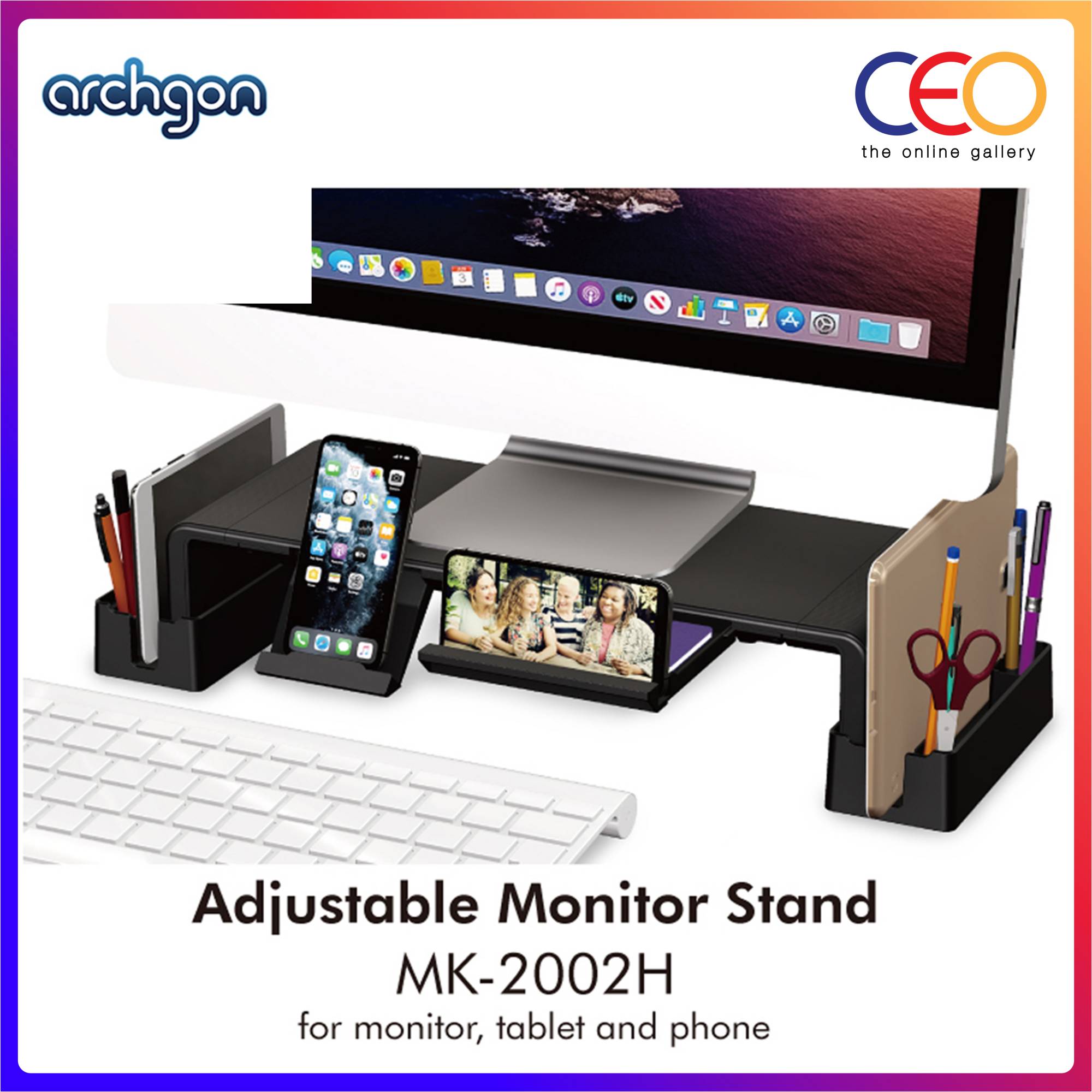 Archgon Adjustable Multipurpose Monitor Stand + Storage Box (MK-2002H ...