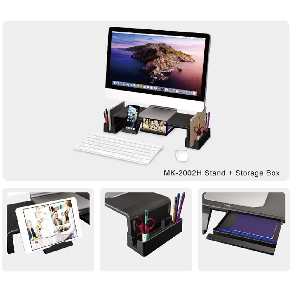 Archgon Adjustable Multipurpose Monitor Stand + Storage Box (MK-2002H ...