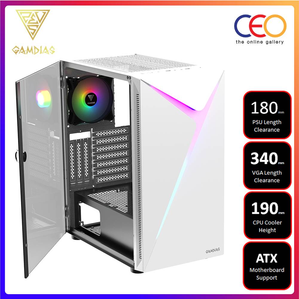 Gamdias ARGUS E4 ELITE Mid-Tower PC Case ATX Micro-ATX Mini-ITX Desktop ...