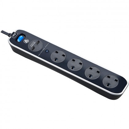 Masterplug Surge Protector 4 Gang 2 USB 3.1A 2 Meter Extension SRGLSU42PB