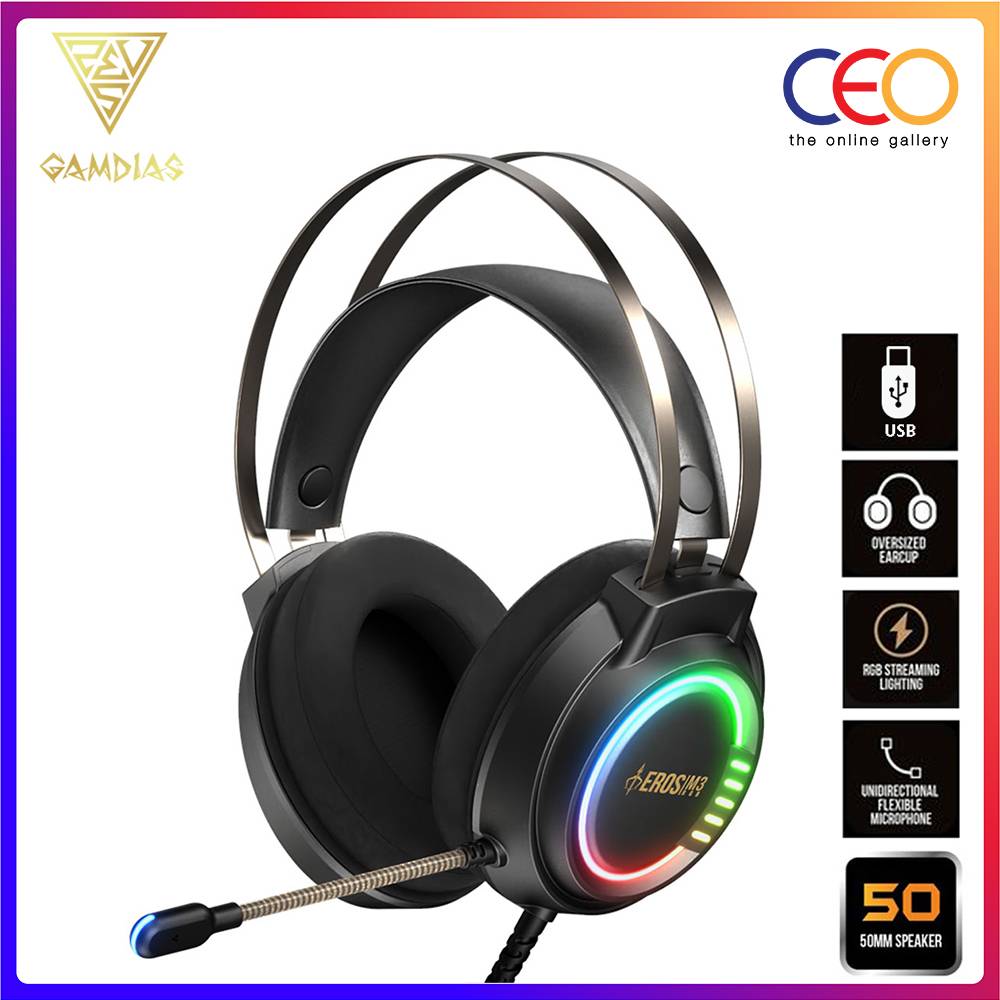 Gamdias EROS M3 Stereo RGB USB Gaming Headset Exquisite Earcup Facade ...