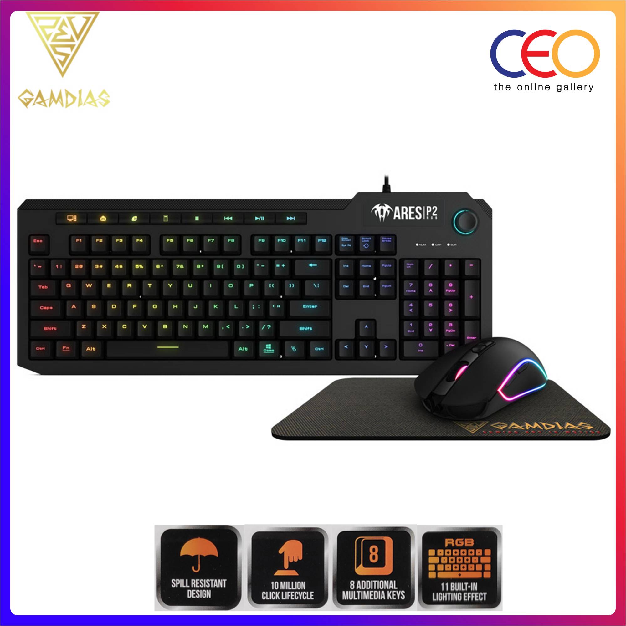 Gamdias ARES P2 RGB 3 in 1 Gaming Combo Membrane Keyboard + Mouse ...