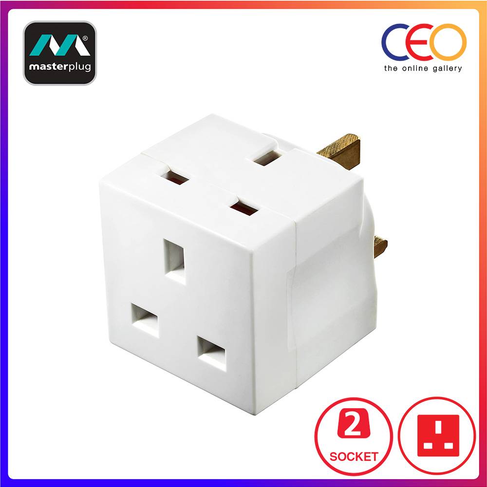 Masterplug Basic 2 Gang Unfused 3 Sleeved Pin Socket Adaptor Multi ...