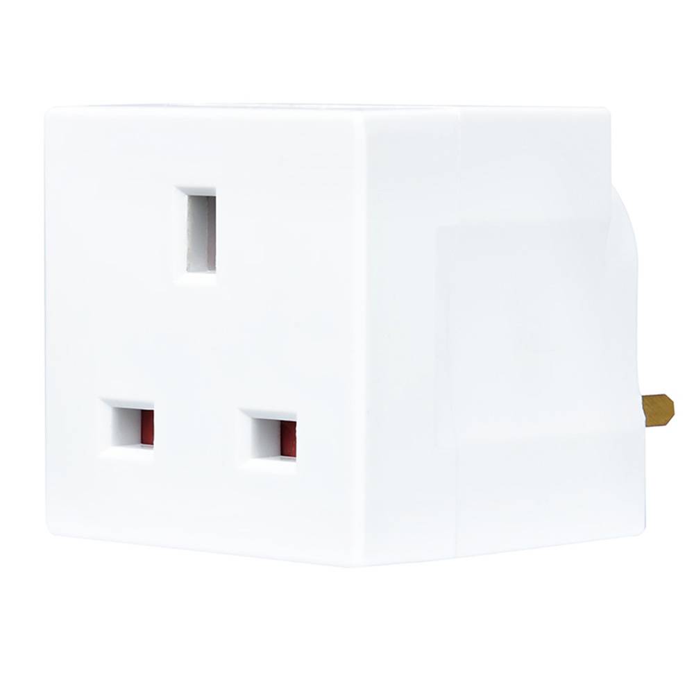 Masterplug Basic 2 Gang Unfused 3 Sleeved Pin Socket Adaptor Multi-socket 3 Pin Plug (MSU2)