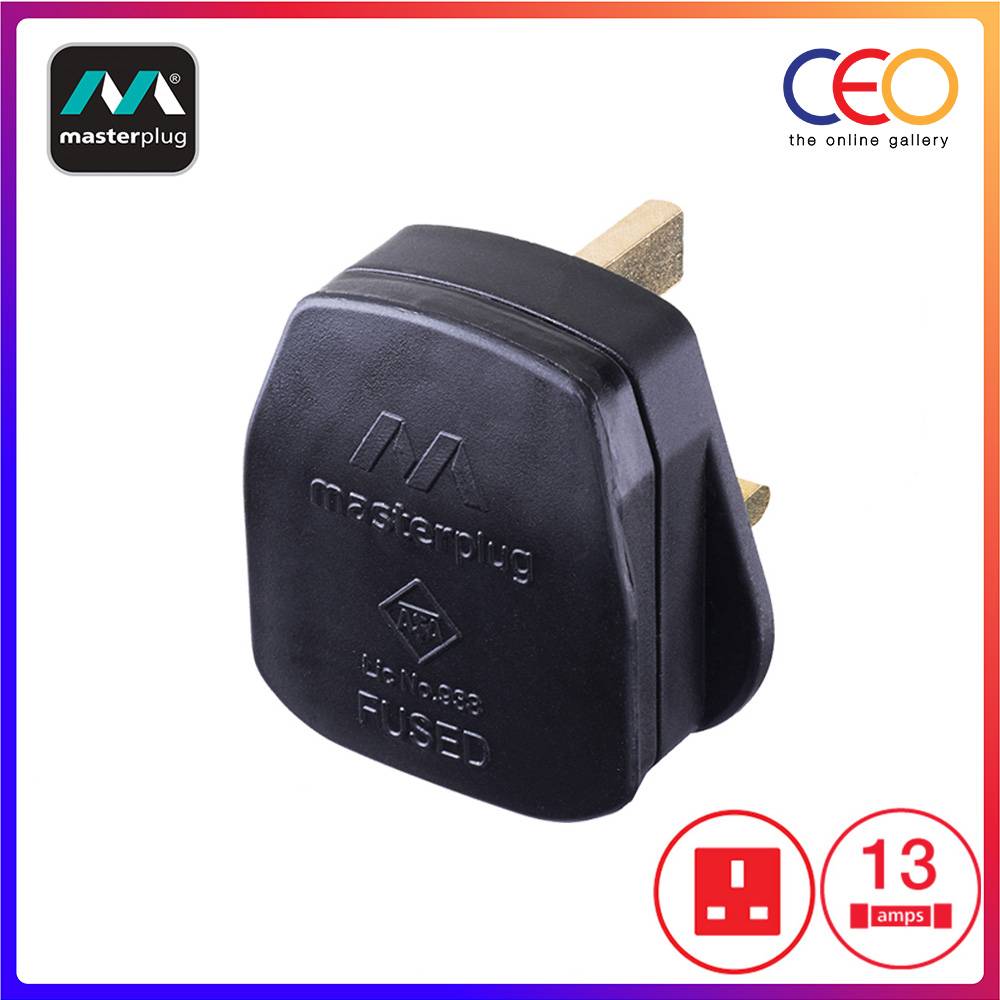 Masterplug Basic Rewireable Fitted with 13A Fuse and Sleeved 3-Pin Main ...