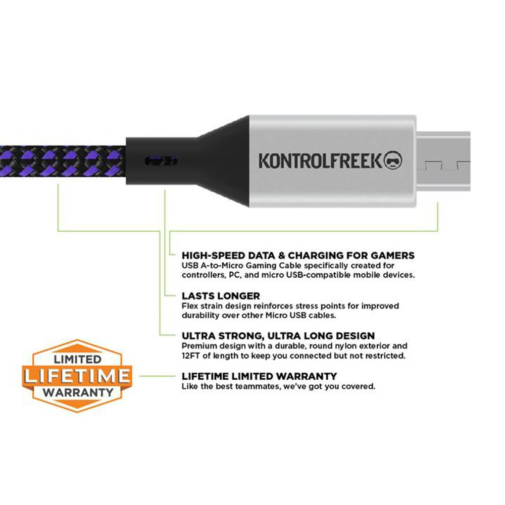 KontrolFreek High Speed Data & Charging Gaming Cable USB-A to Micro USB ...