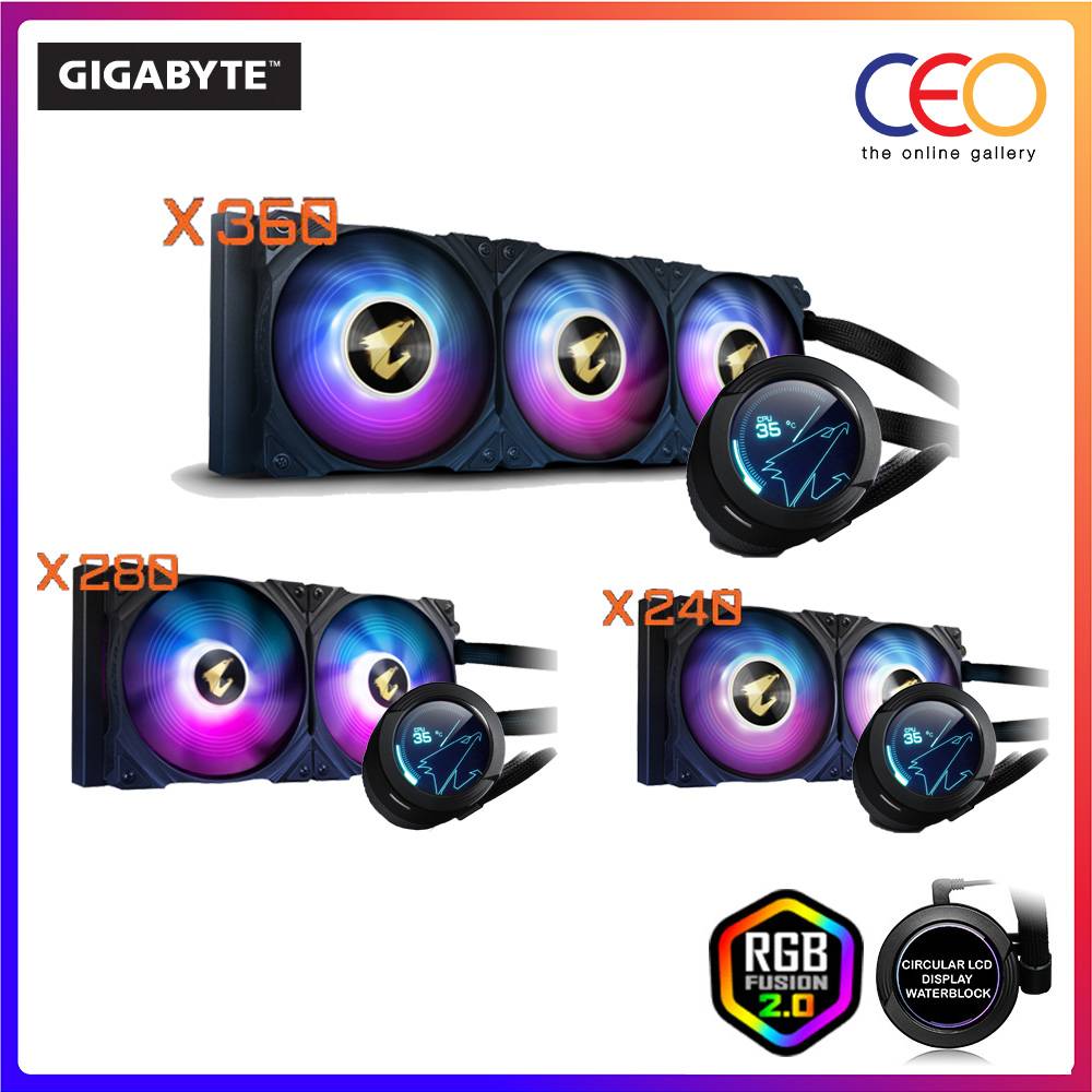 Gigabyte AORUS WATERFORCE X AIO CPU Liquid Cooler With Circular LCD ...