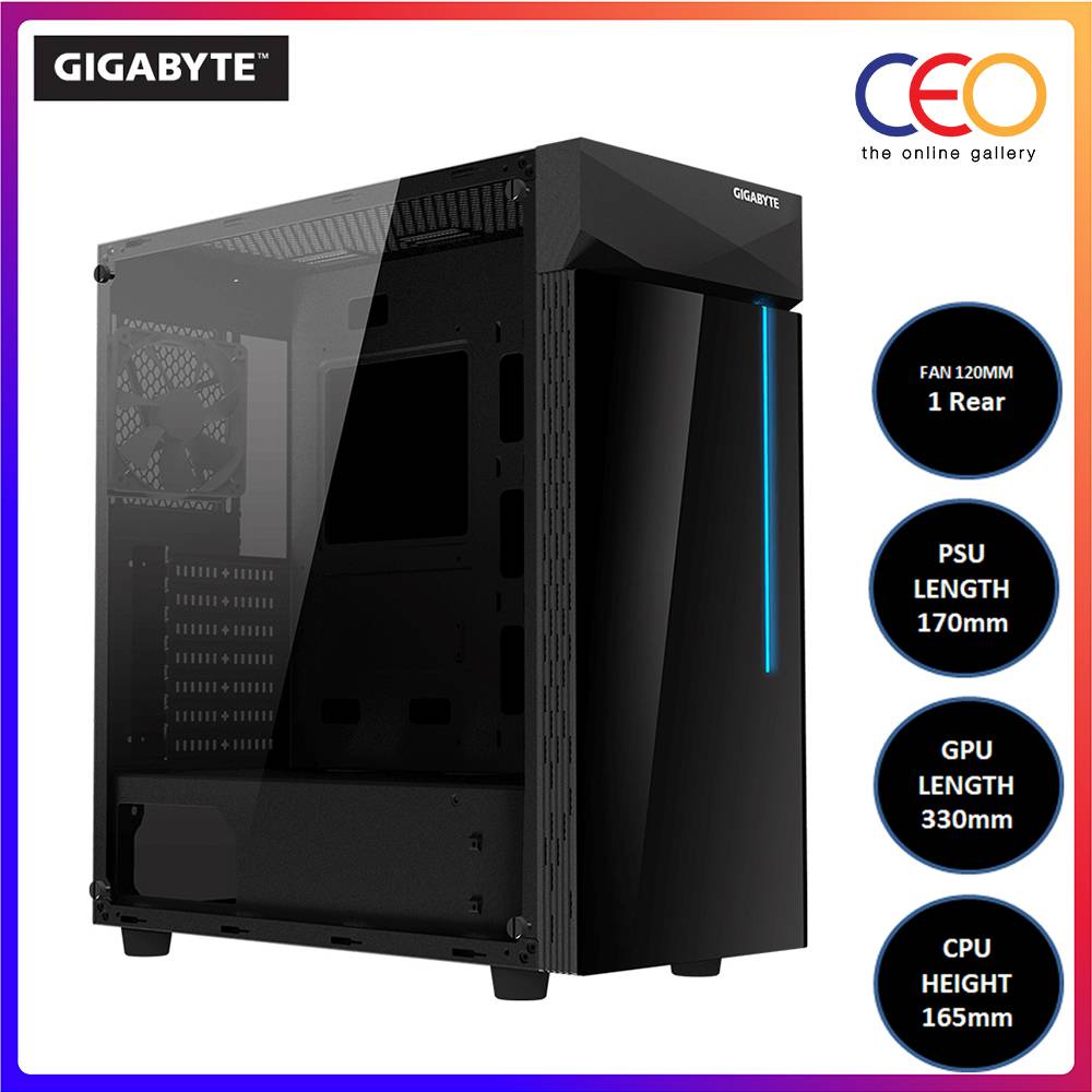 Gigabyte C200 Glass ATX Mid Tower PC Casing RGB Desktop Casing Chassis ...