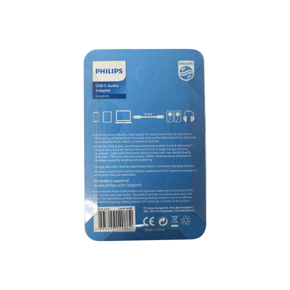 Philips USB-C Male to 3.5mm Jack Female Audio Adapter Support USB-C ...