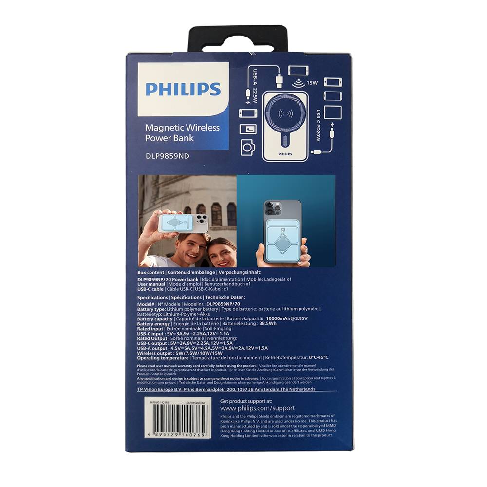 Philips 15W Magnetic Wireless Power Bank 10000mAh Powerbank with ...