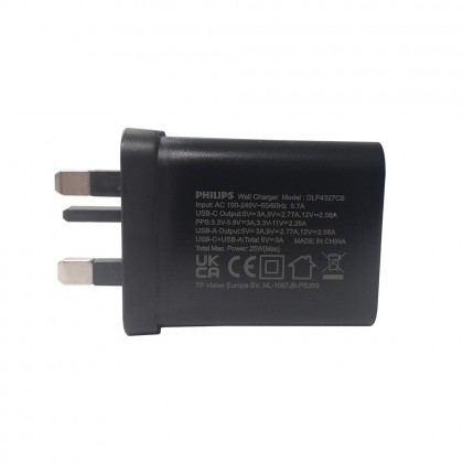 Philips Wall Charger with USB-C Port 25W Fast Charge 3 pin Adapter Type ...