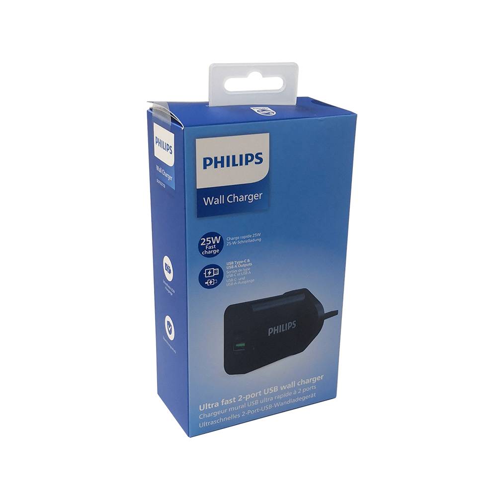 Philips Wall Charger with USB-C Port 25W Fast Charge 3 pin Adapter Type ...