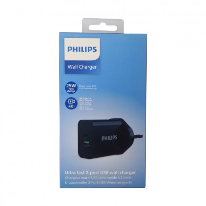 Philips Wall Charger with USB-C Port 25W Fast Charge 3 pin Adapter Type ...