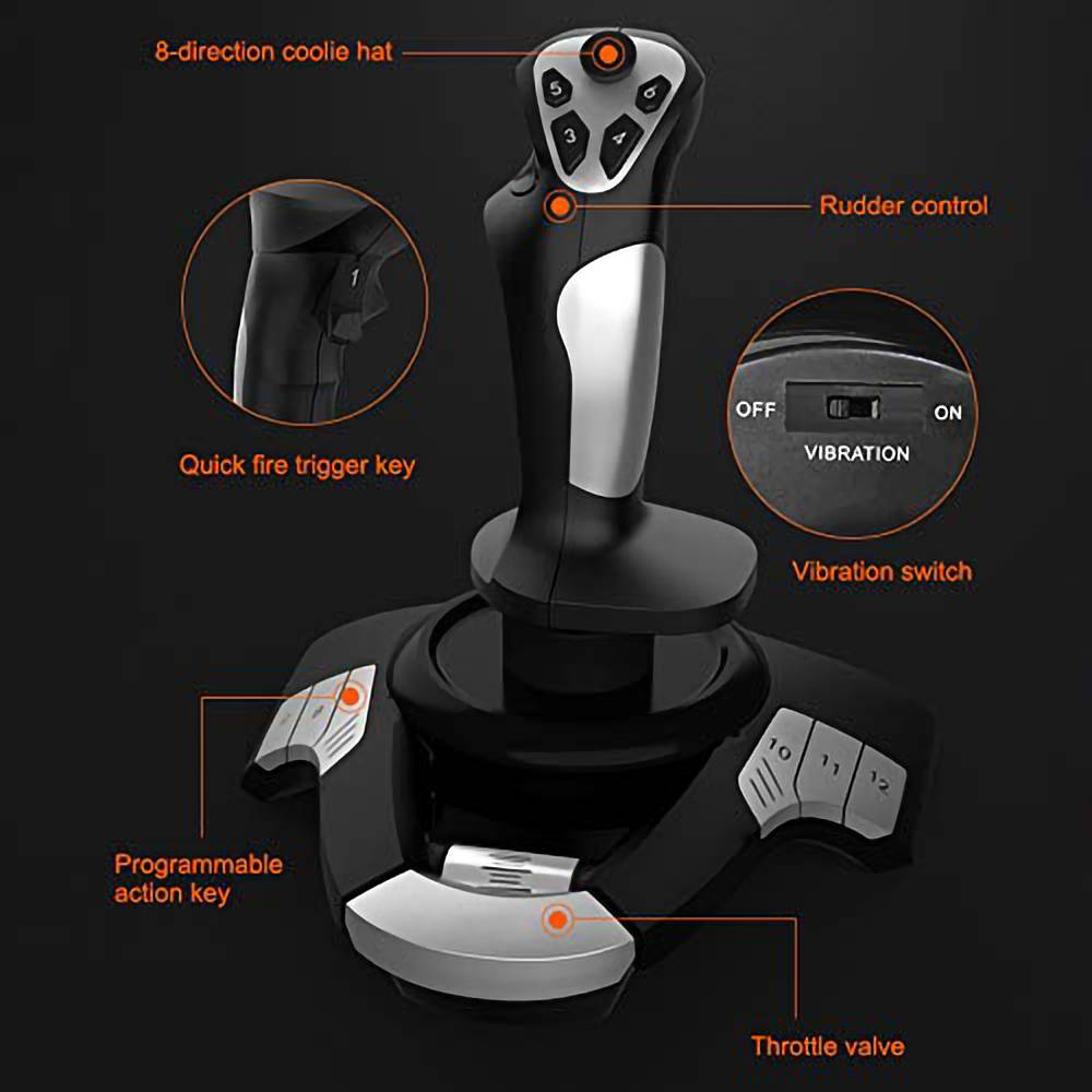 PXN F16 Flight Simulation Stick Joystick 3D USB Wired Fly Simulator ...