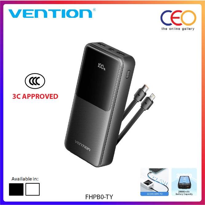 Vention 20000mAh Power Bank 22.5W Super Fast Charging with LED Digital ...