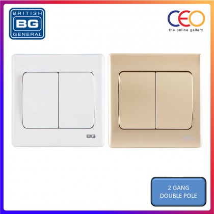 British General Moulded Neo Slimline 10A 10AX Wide Rocker Switch 2 gang ...