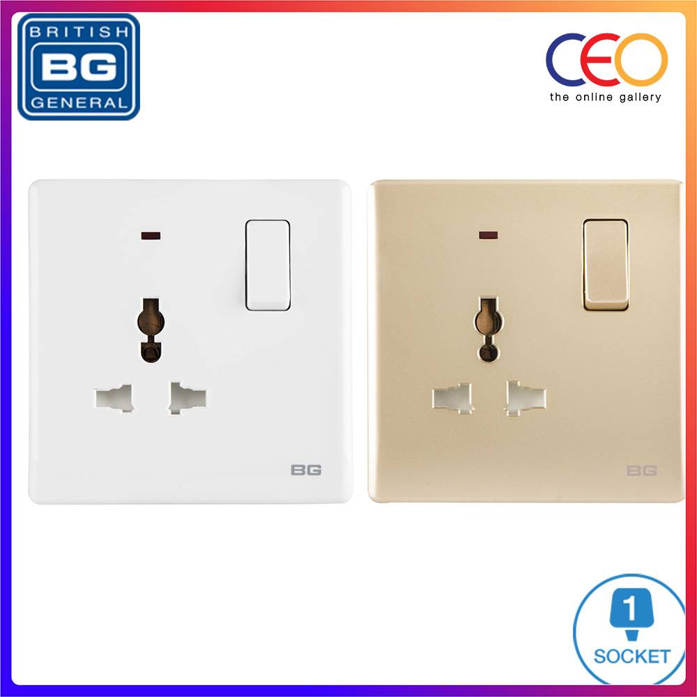 British General 1-Gang Universal Switched Socket Outlet with LED Power ...
