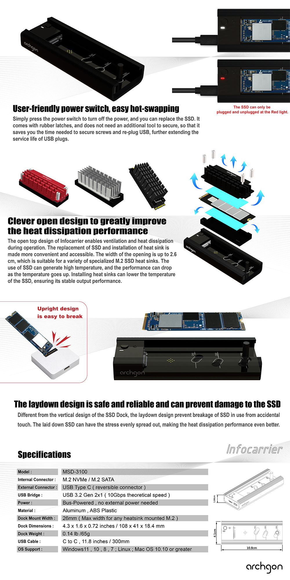 Archgon Infocarrier M 2 Nvme Sata Solid State Drive External Ssd