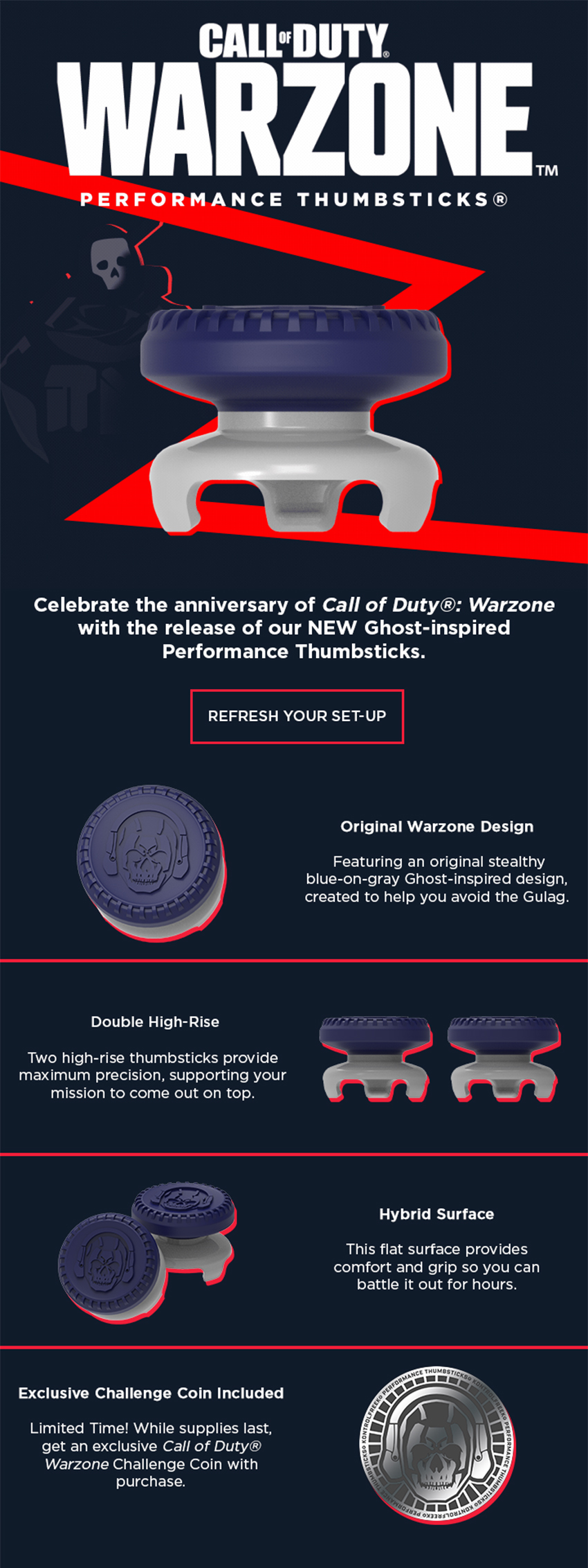 KontrolFreek Call Of Duty: Warzone Performance Thumbstick Ghost Hybrid ...