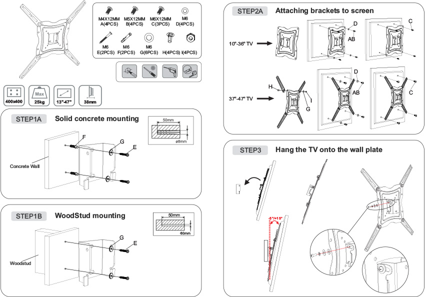 Ross Bracket ECO Range Tilting Close to Wall Fit 32-70" TV Wall Mount ...