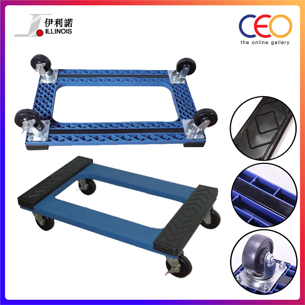 Illinois Heavy Duty 550kg Plastic Carriage Dolly Tool Carts 4 Caster ...