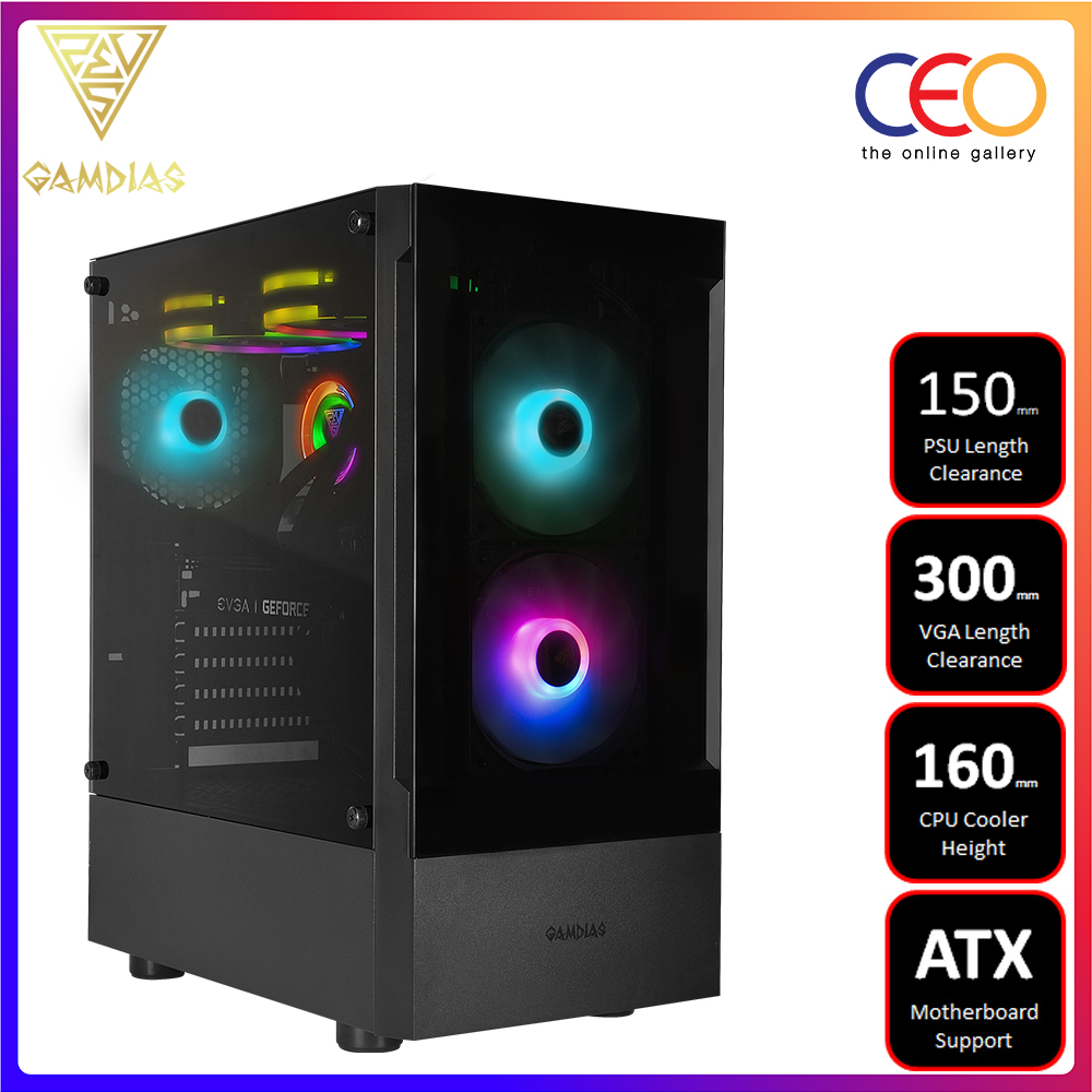 Gamdias TALOS E3 Mid Tower PC Case ATX Desktop Casing with 3x120mm ARGB ...