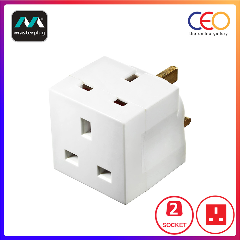 Masterplug Basic 2 Gang Unfused 3 Sleeved Pin Socket Adaptor Multi ...