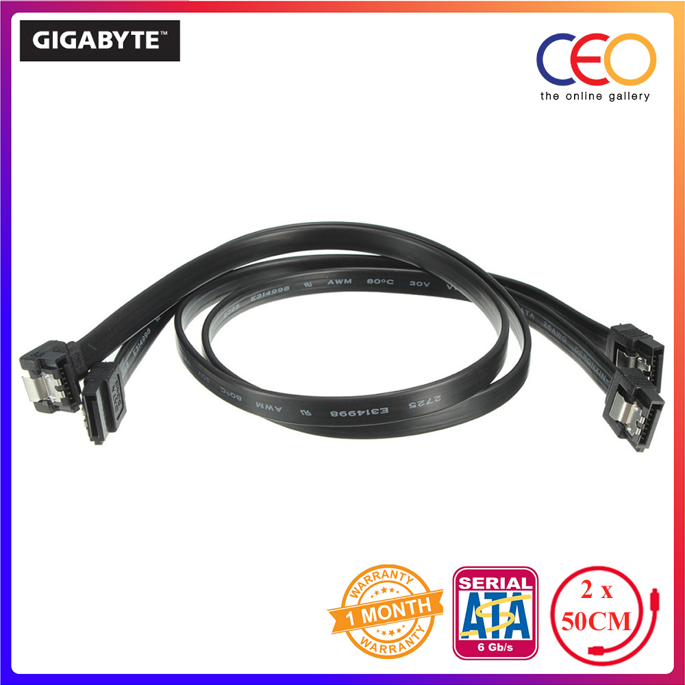 Gigabyte SATA 3.0 6Gbps L Shaped and Straight Serial ATA Data Cable ...