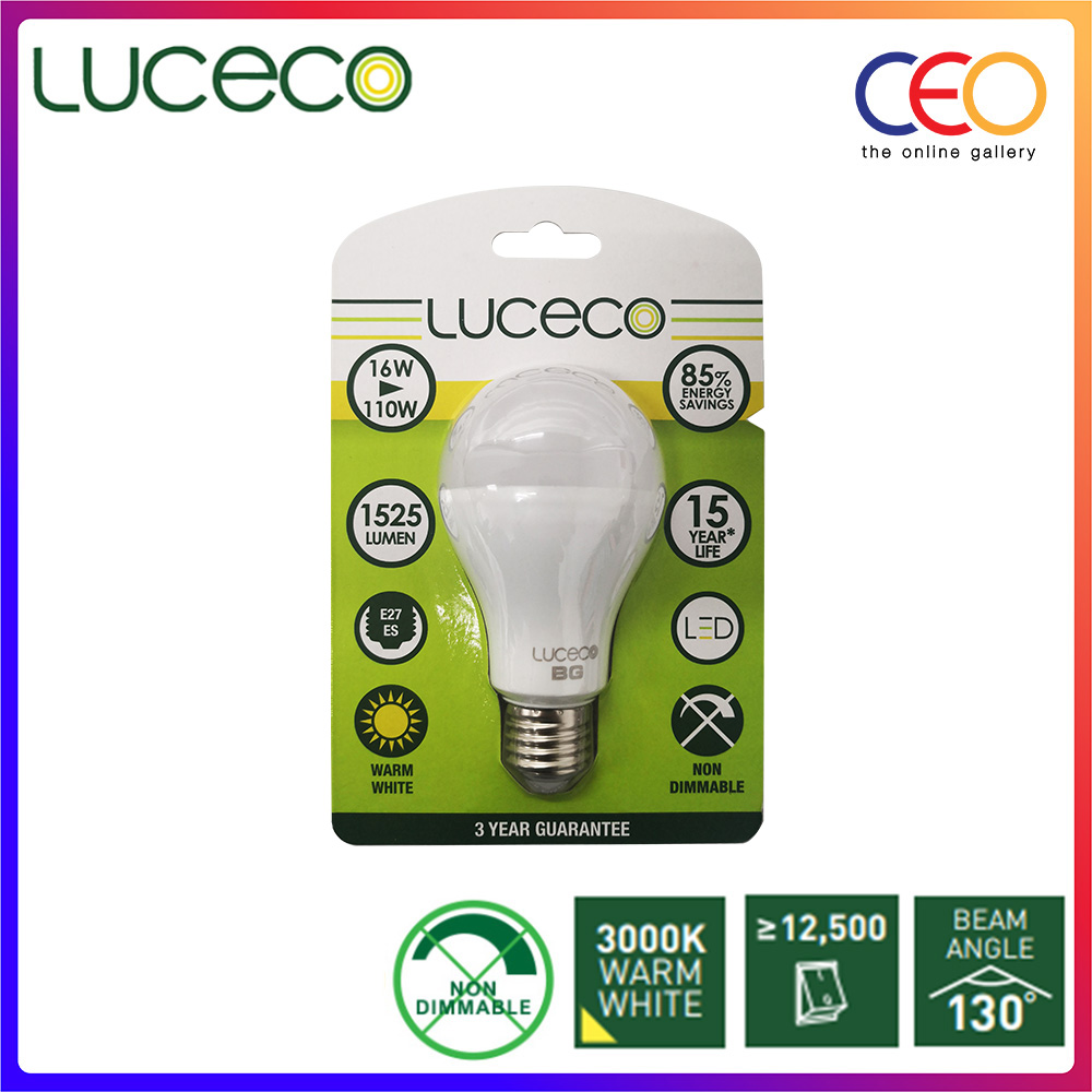 Luceco E27 LED Light Bulb A70 Classic Frosted Lamps Non-Dimmable Warm ...