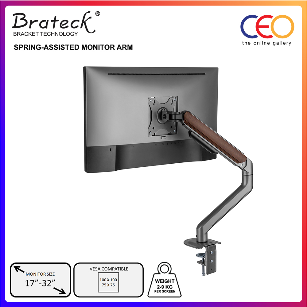 Brateck Single Monitor Stand Economical Spring-Assisted Monitor Arm Fit ...