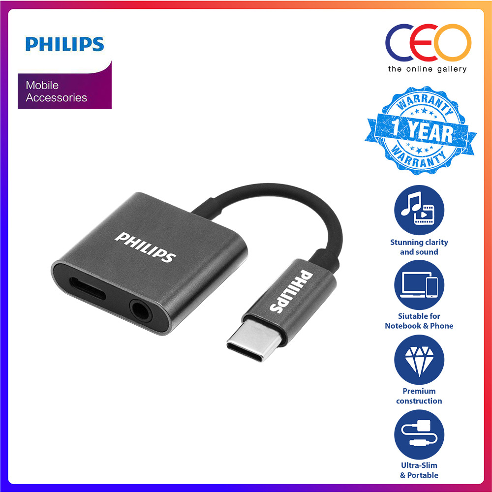 Philips USB-C to 3.5mm Jack and USB-C Audio Adapter Support USB-C ...